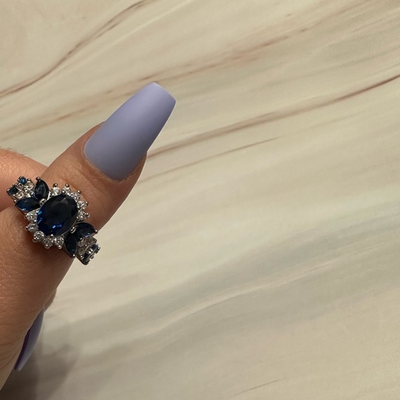 Jewelry | Elegant Navy Blue Zircon Ring | Poshmark